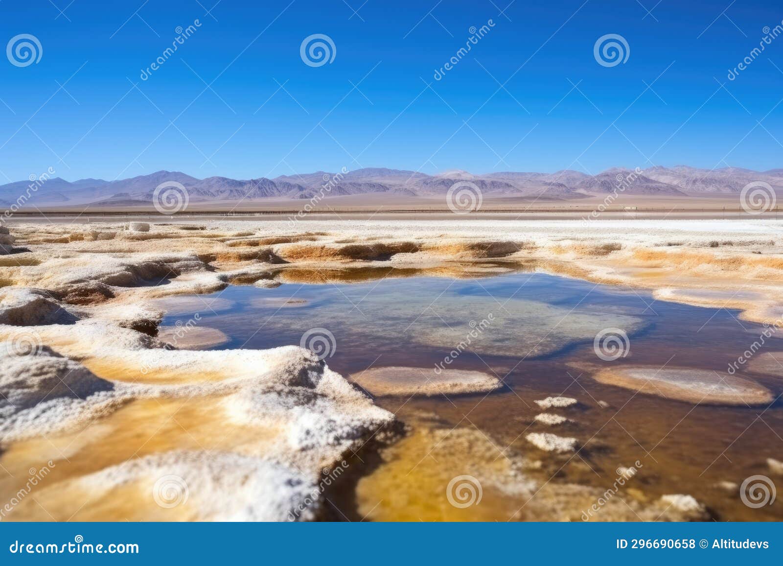 Natural Hot Spring in Barren Desert Landscape Stock Photo - Image of ...