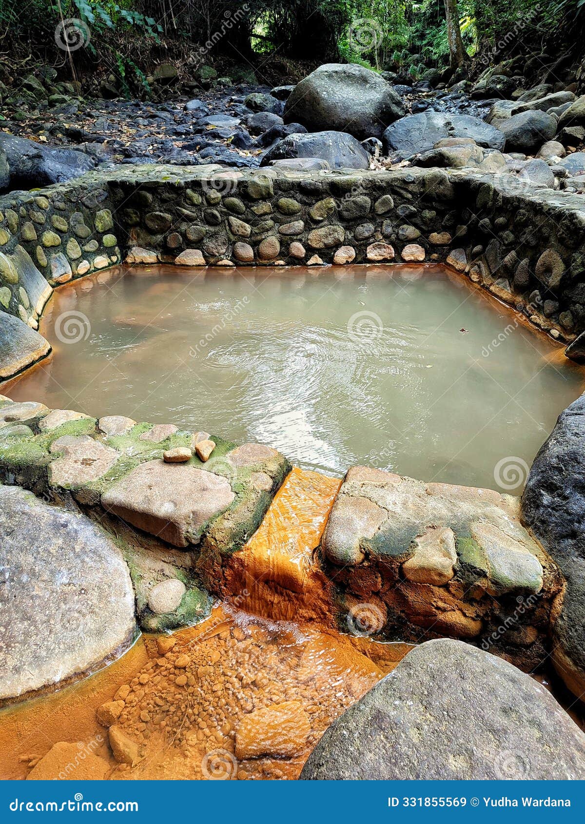Natural Hot Spring Pool in the Middle of the River, Set Against a ...