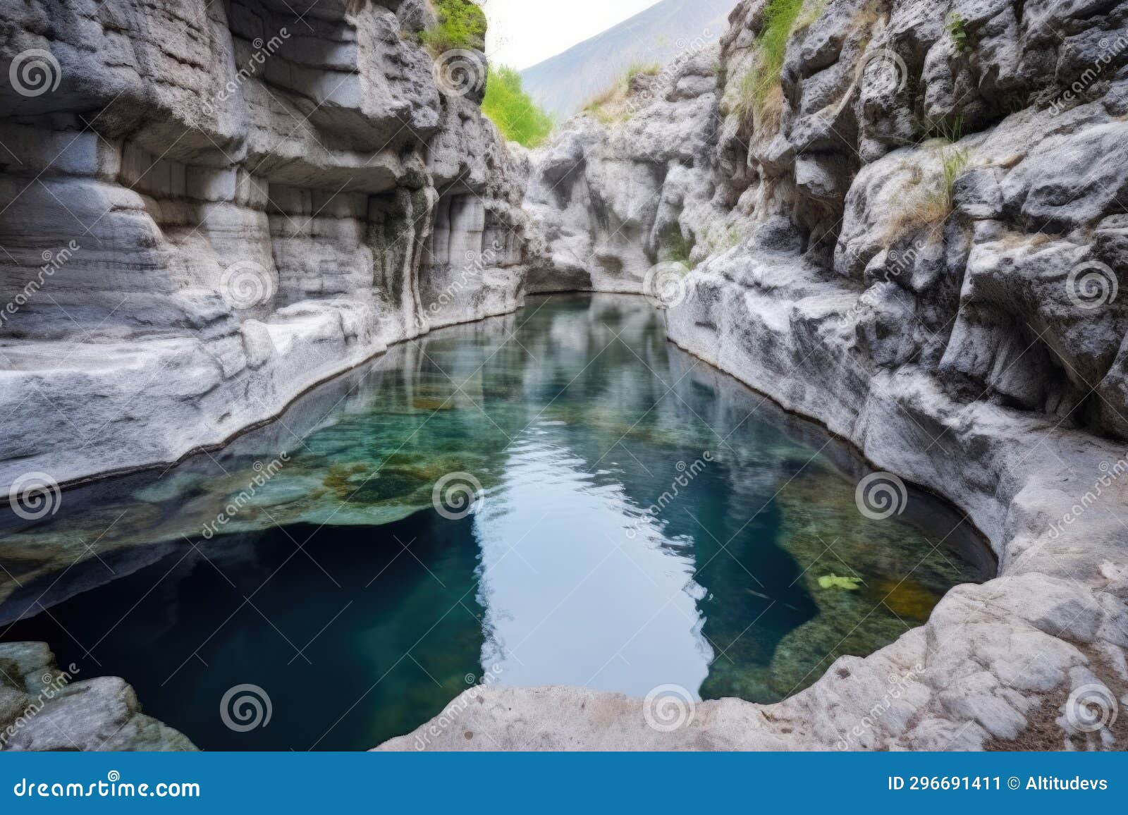 Natural Hot Spring among Smooth Grey Rocks Stock Image - Image of ...