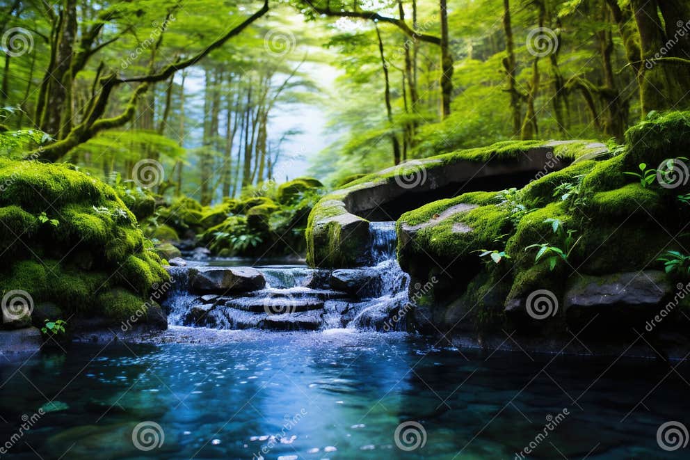 Natural Hot Spring Surrounded by Forest Stock Photo - Image of nature ...