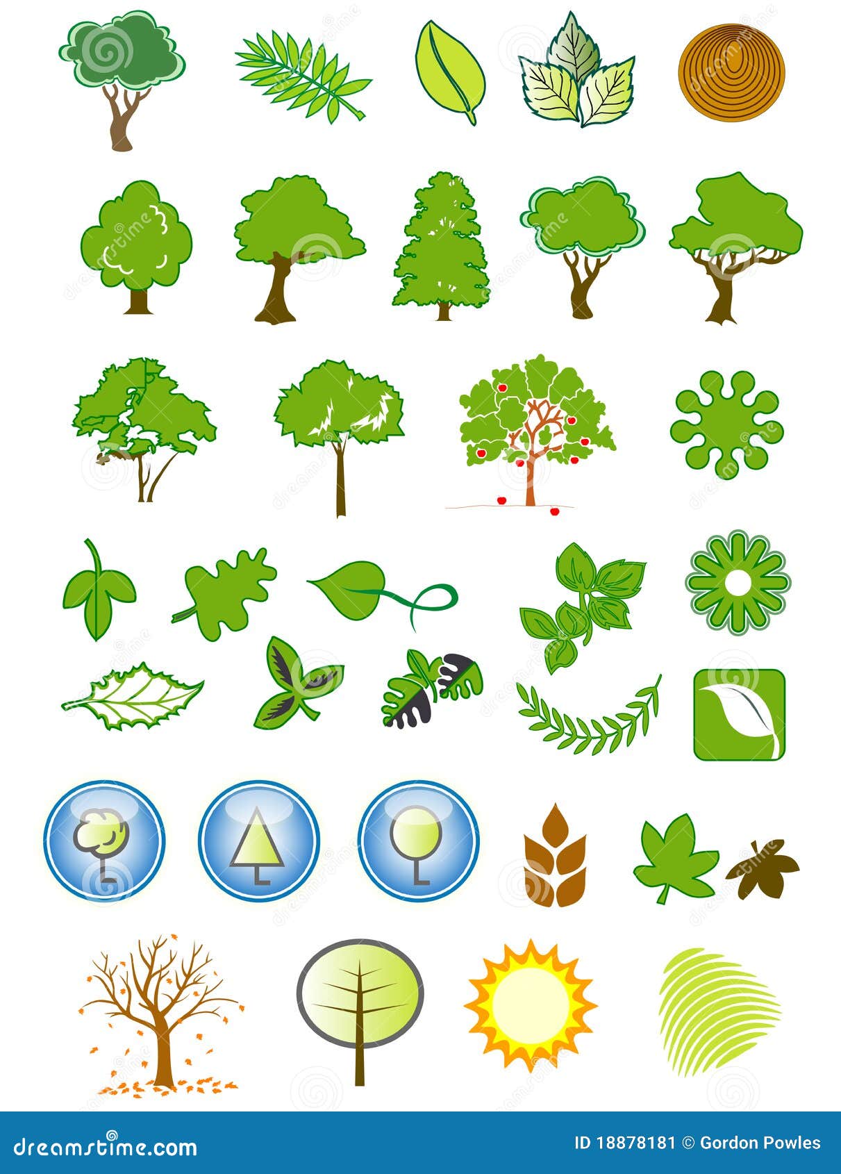 Natural Icons and Design Elements Stock Vector - Illustration of ...
