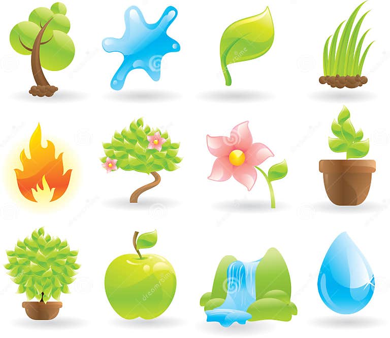 Natural icons set stock vector. Illustration of icon - 13260865