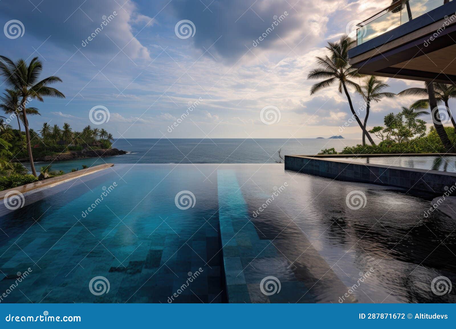 Natural Infinity Pool Overlooking the Ocean Stock Illustration ...