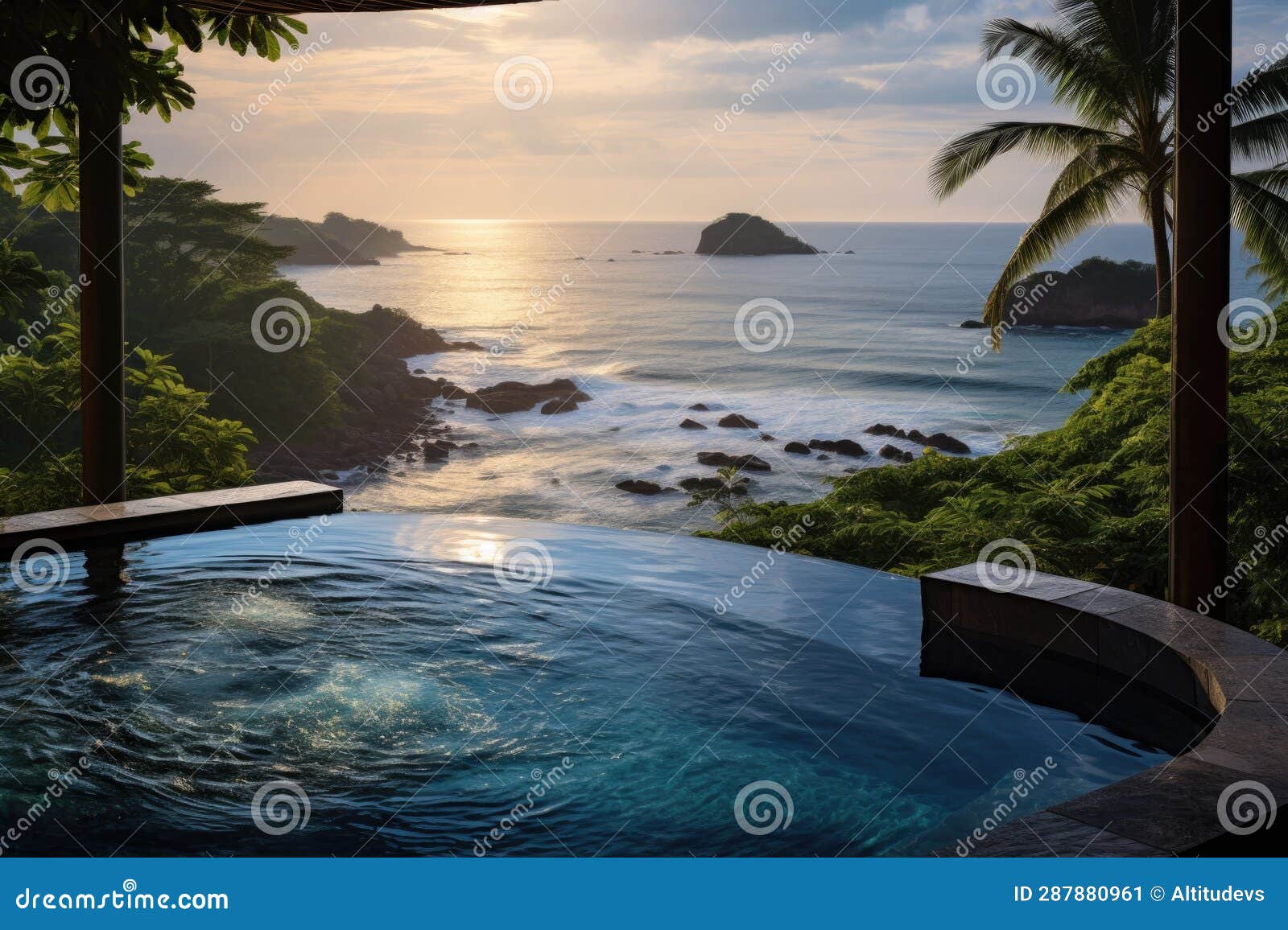 Natural Infinity Pool Overlooking the Ocean Stock Image - Image of ...