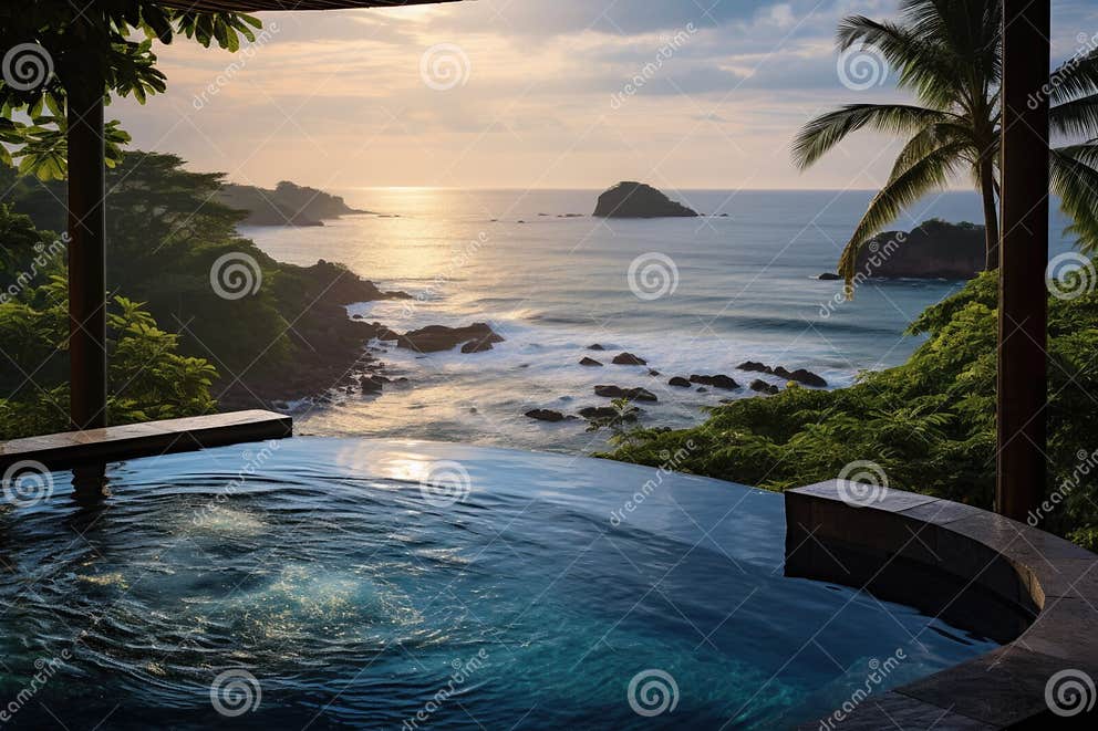 Natural Infinity Pool Overlooking the Ocean Stock Image - Image of ...
