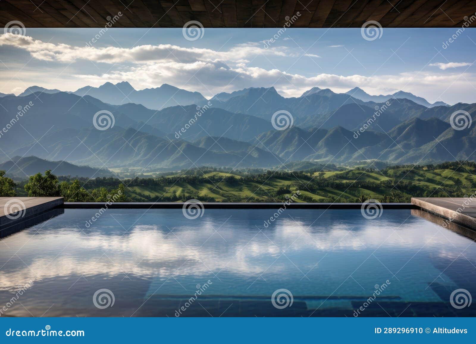 Natural Infinity Pool Overlooking a Scenic Mountain Range Stock Photo ...