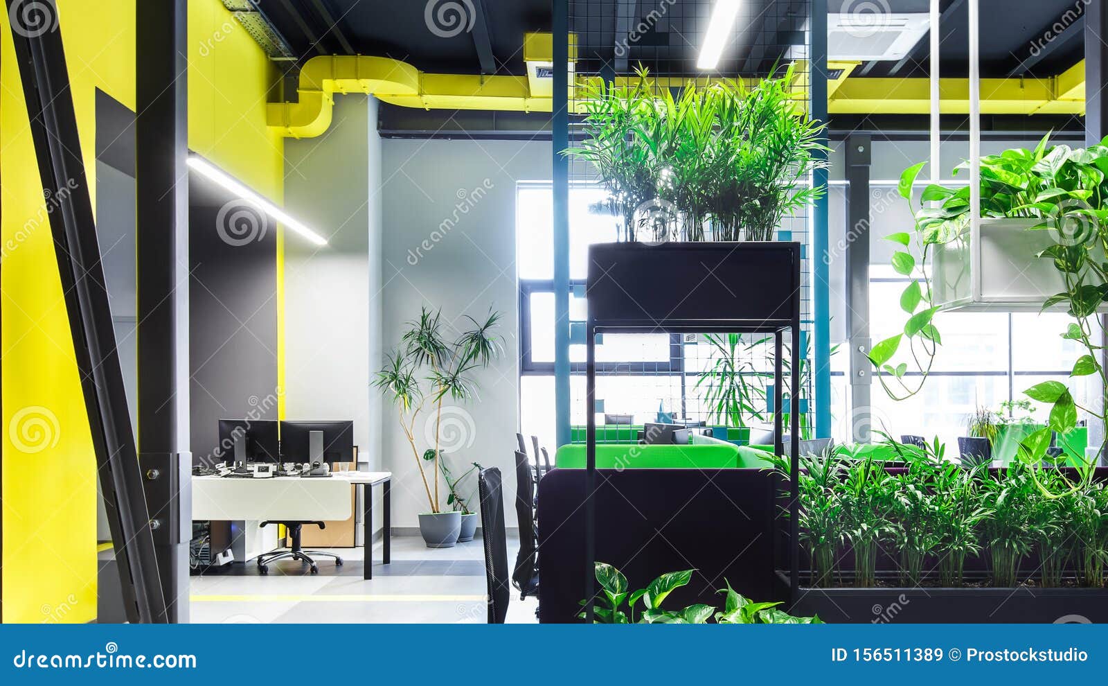Open Space in Loft Style for Workers in Modern Office Stock Image ...