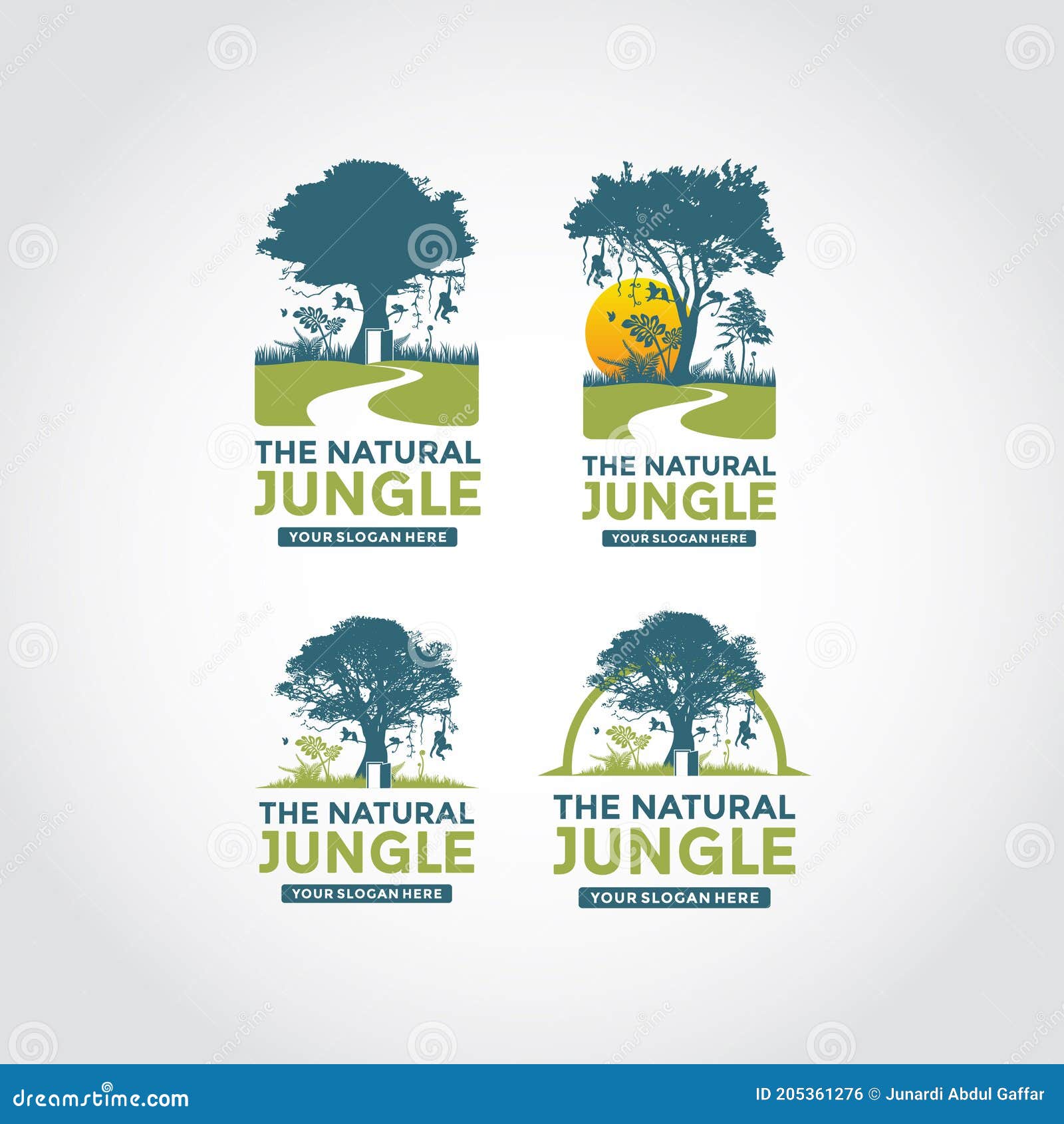 The Natural Jungle Logo Template. 4 Logo Pack in 1 File. Vector ...