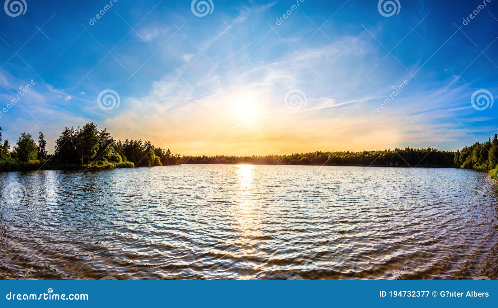 Natural lake at sunset stock image. Image of dusk, sunlight - 194732377