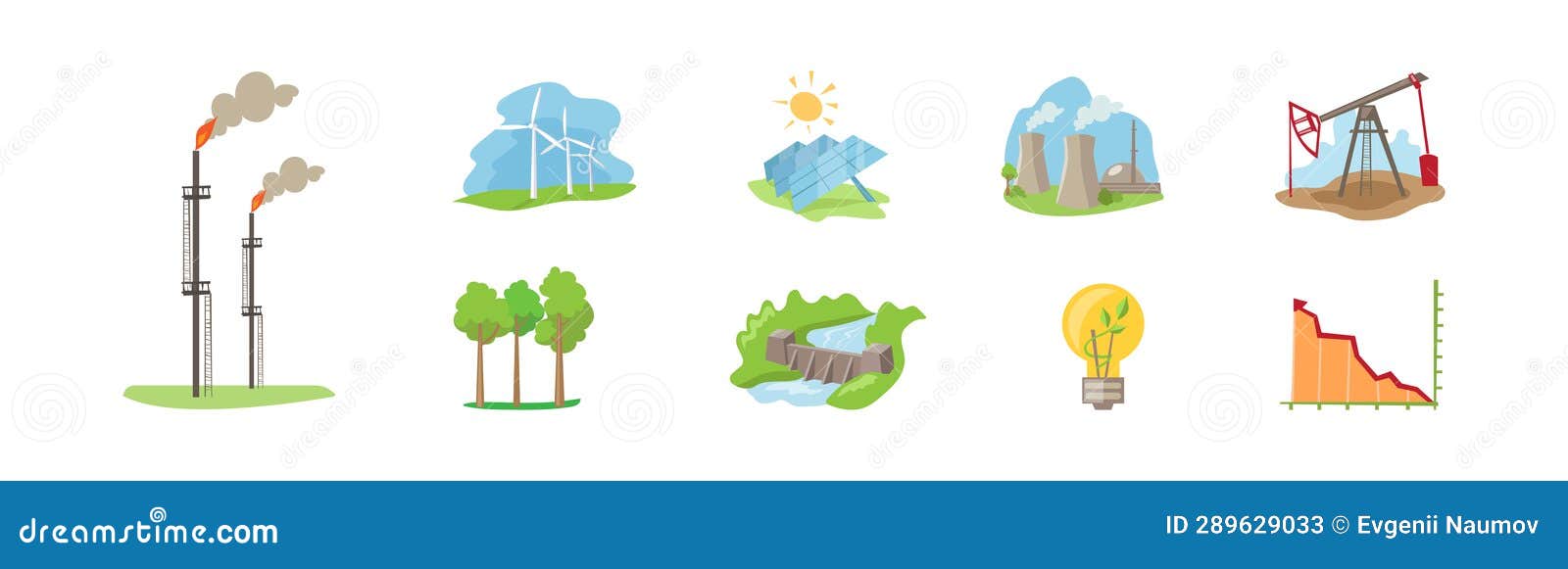 Natural Land Resources and Environment Sustainable Energy Vector Set ...