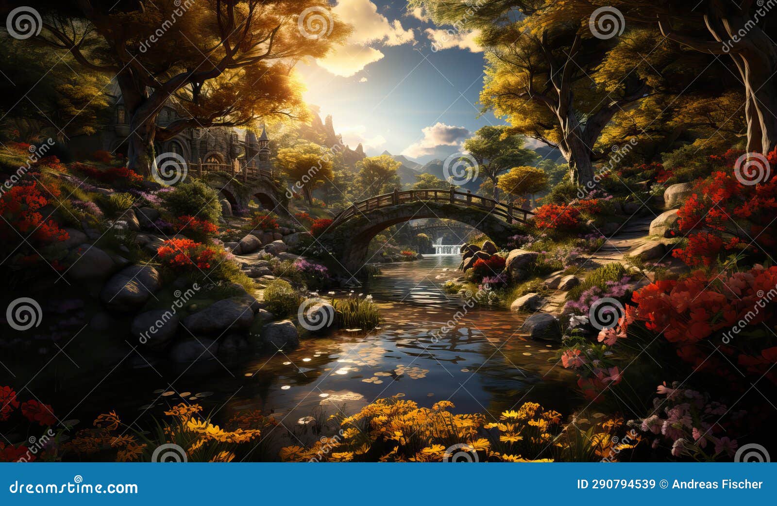 Natural Landscape, Bridge in the Park on a Summer Day. Stock Image ...