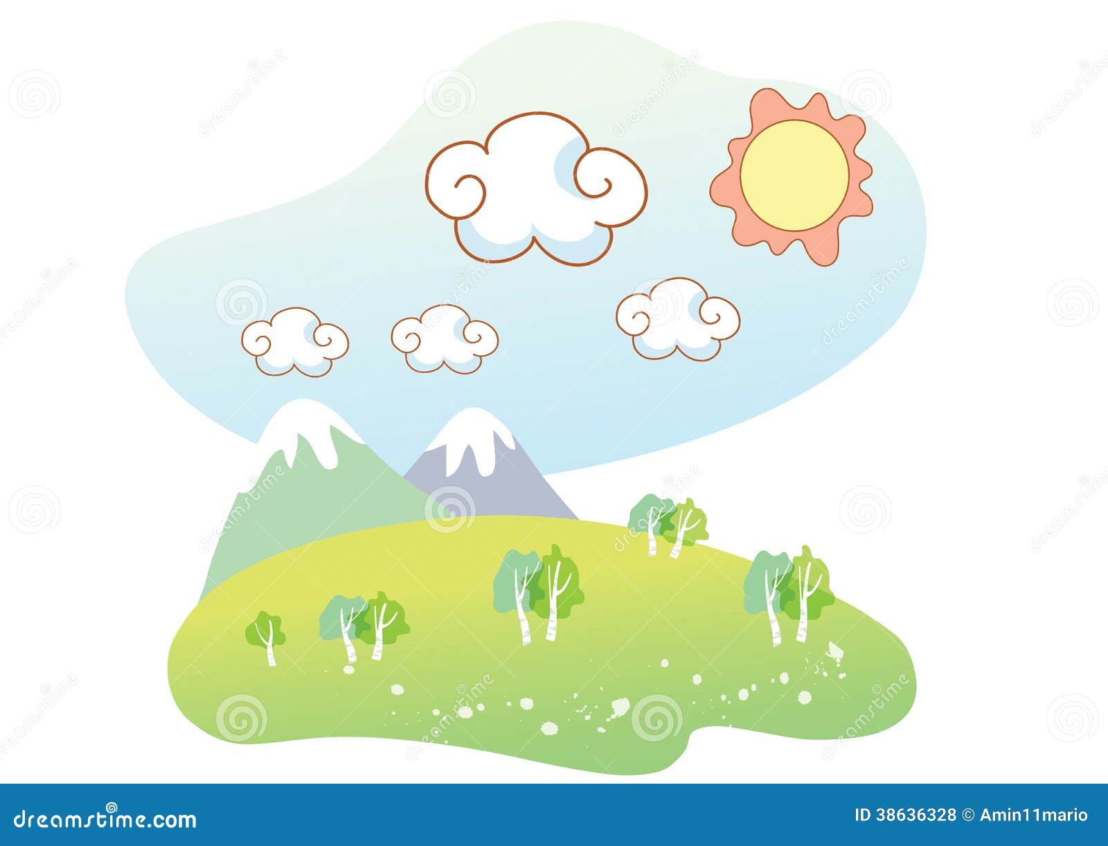 Natural landscape cartoon stock illustration. Illustration of blue ...