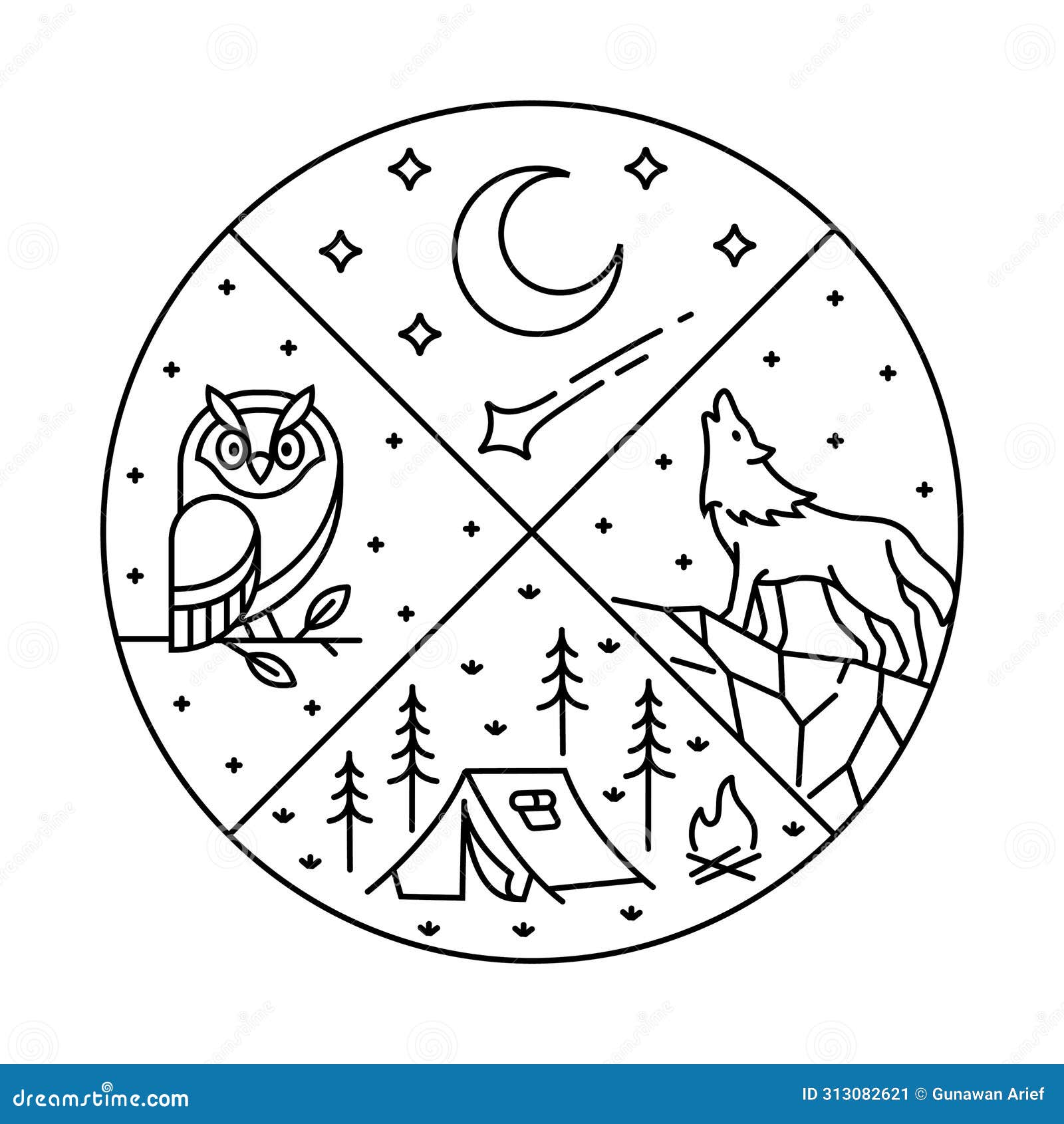 Natural Landscape in Circle Frame Illustration Vector Stock Vector ...