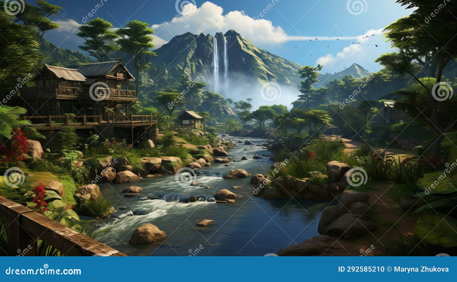Natural Landscape of a Computer Game, Graphics. Stock Illustration ...