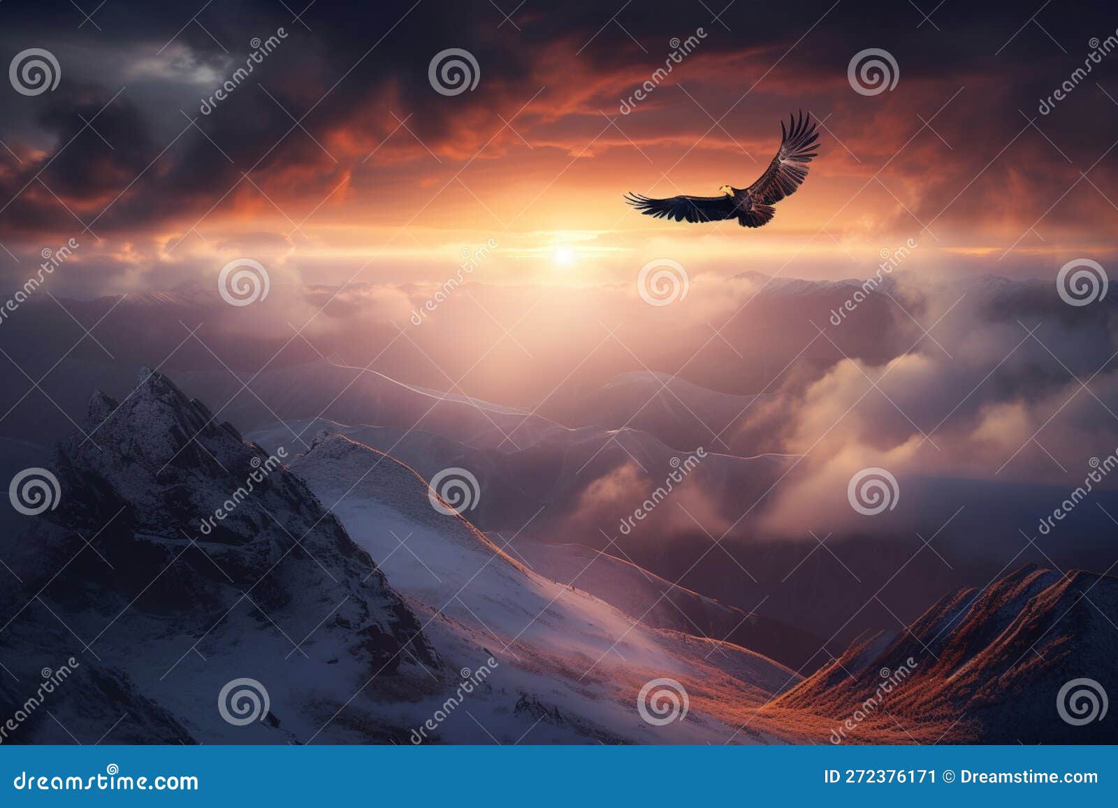 Natural Landscape of an Eagle Flying High, AI Generated Stock ...