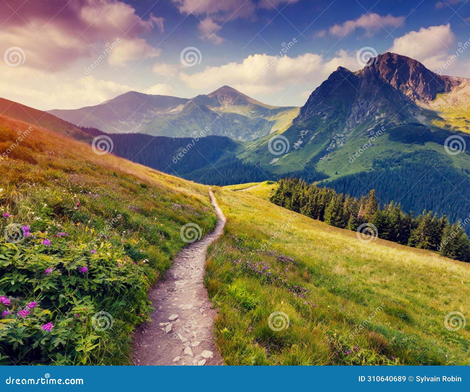 Natural Landscape Footpath in Mountains with Trail Pathway Stock Image ...