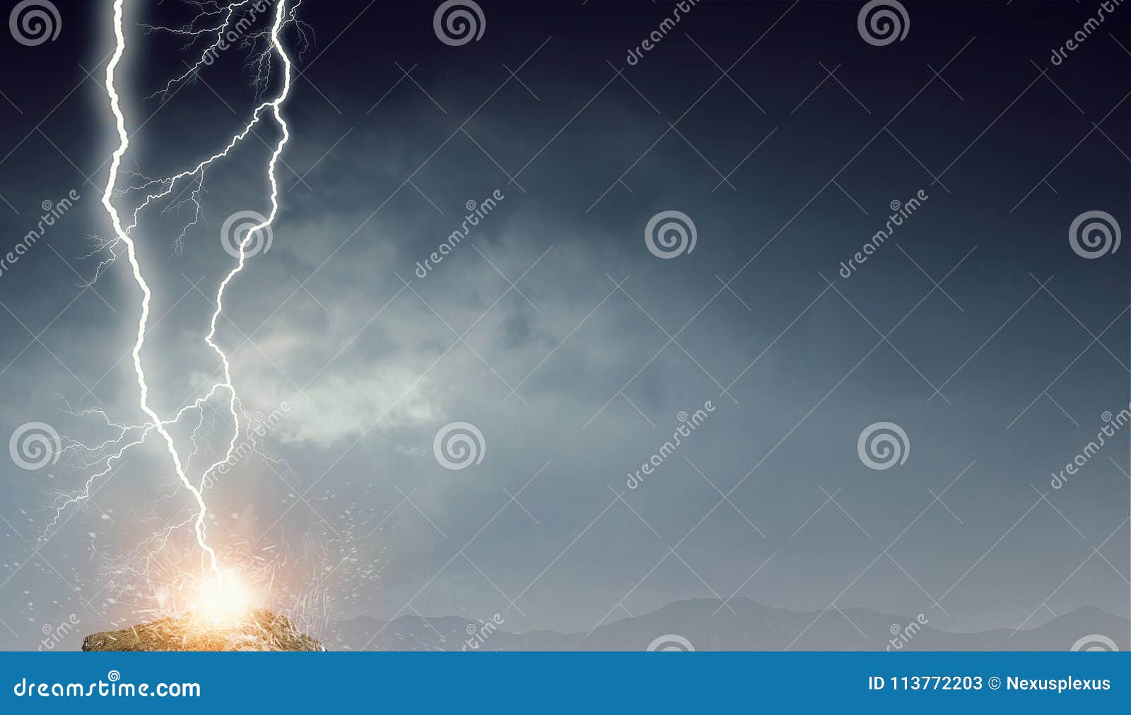 Dramatic Thunder Background Stock Image - Image of weather, struck ...