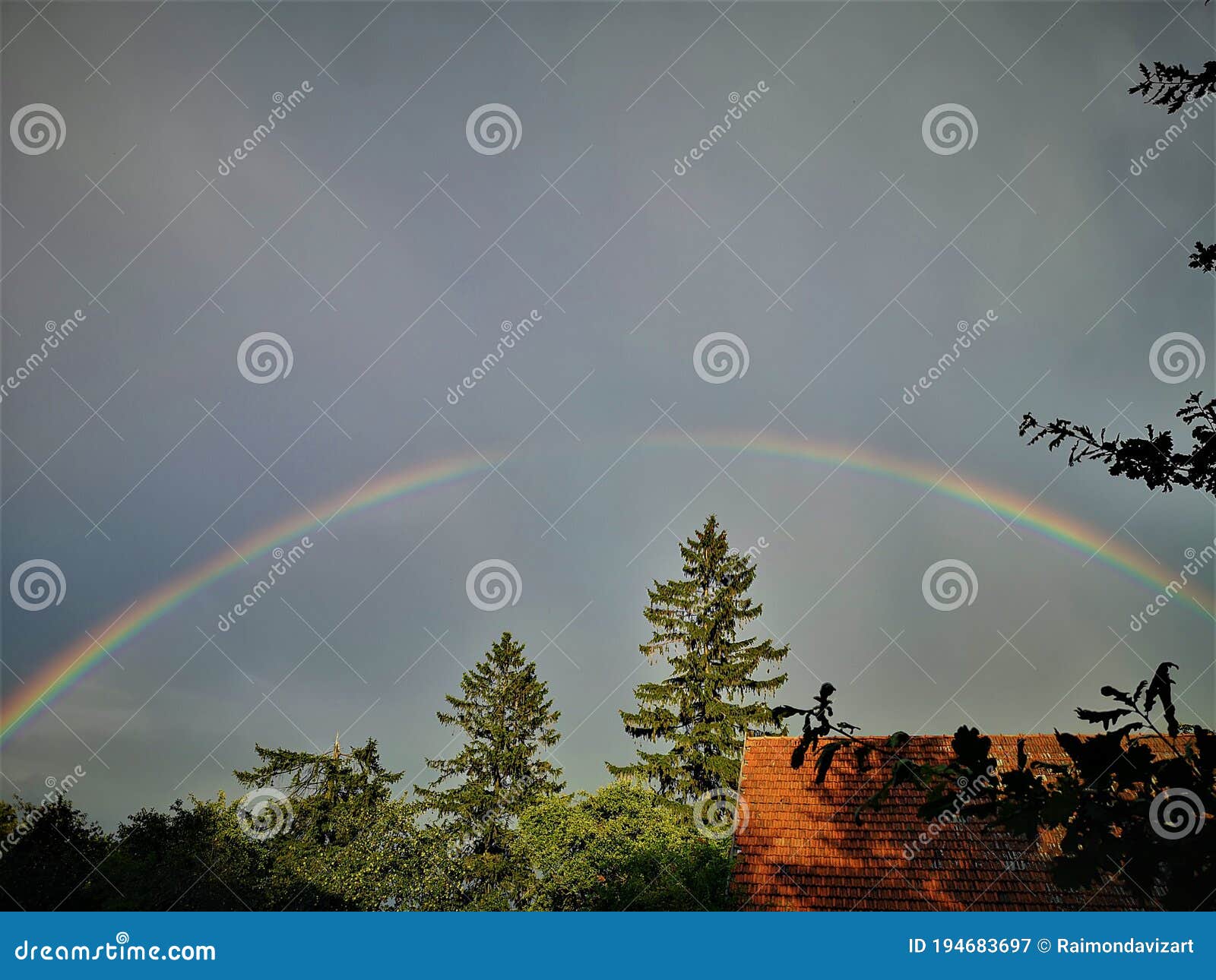 Natural Landscape with a Rainbow Editorial Photography - Image of blue ...