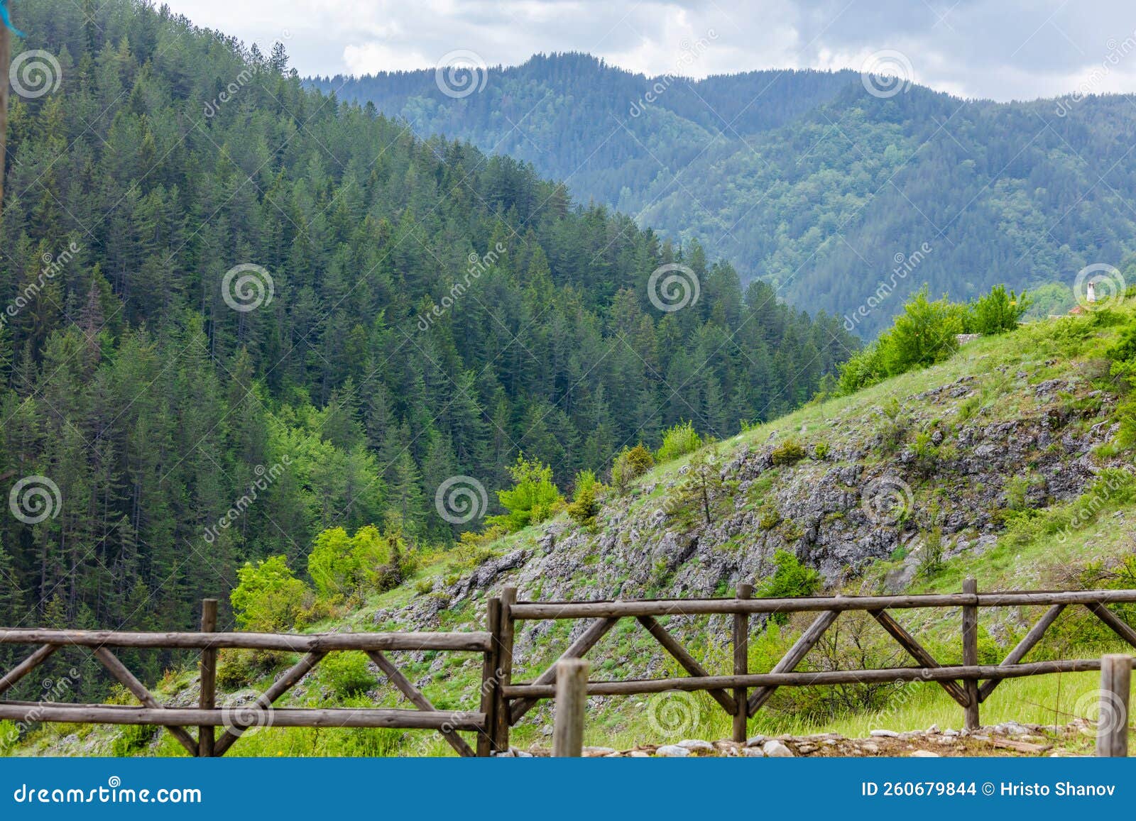 Natural Landscape Scene with Forest and Mountains Stock Photo - Image ...
