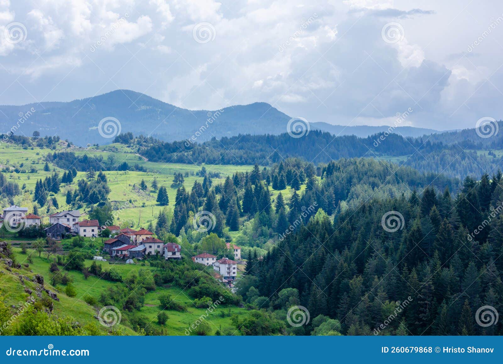 Natural Landscape Scene with Forest and Mountains Stock Photo - Image ...