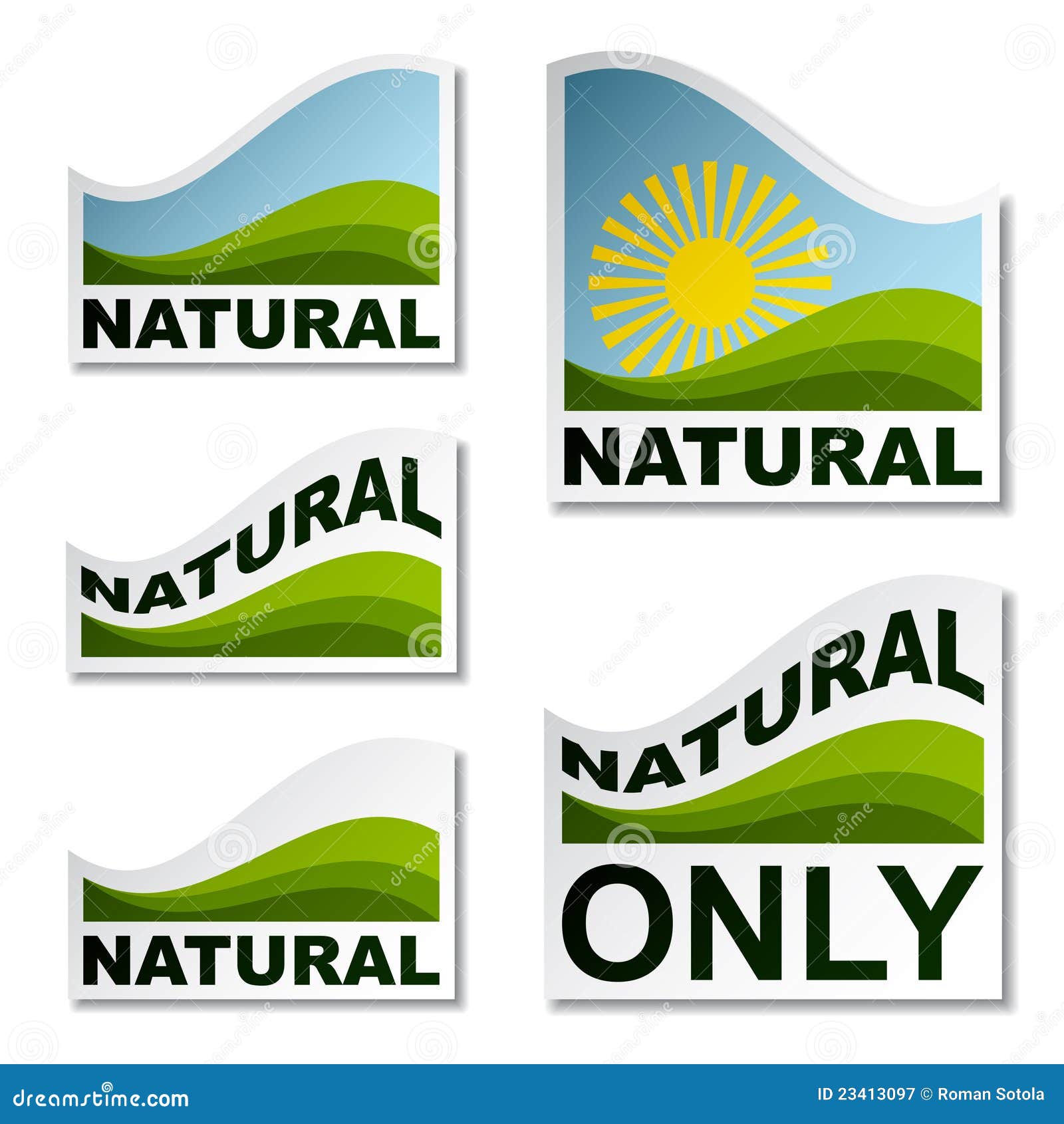 Natural landscape stickers stock vector. Illustration of label - 23413097