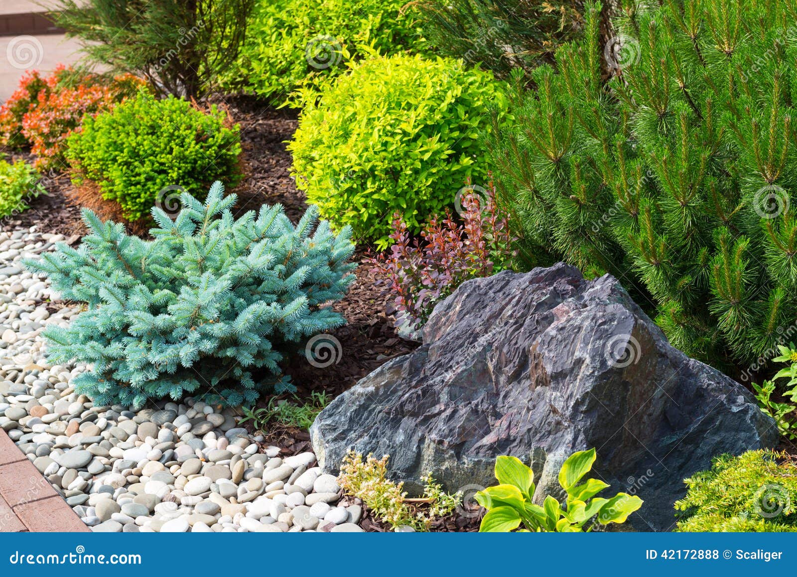 Natural Landscaping in Home Garden Stock Photo - Image of landscaped ...