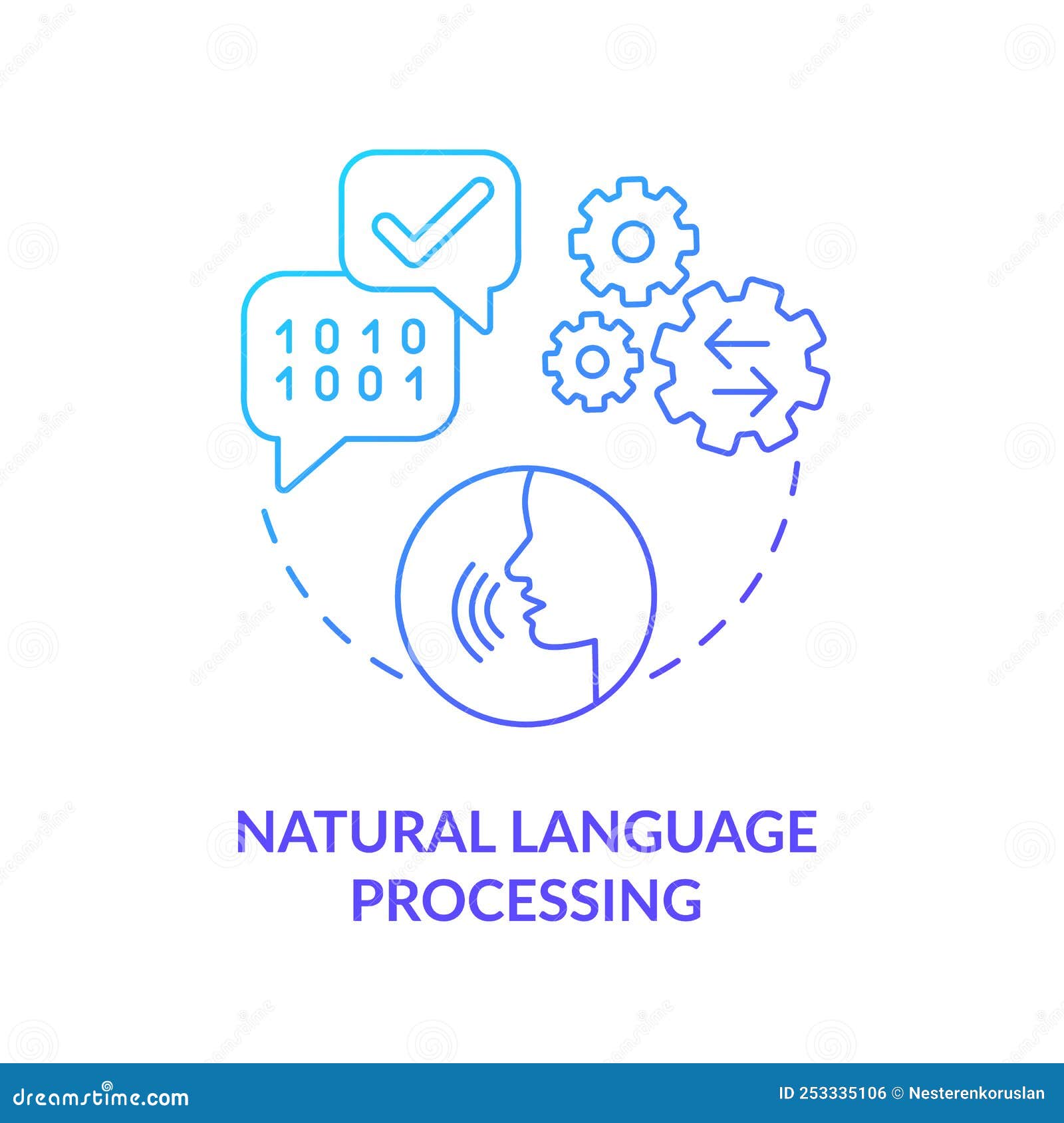 Natural Language Processing Blue Gradient Concept Icon Stock Vector ...