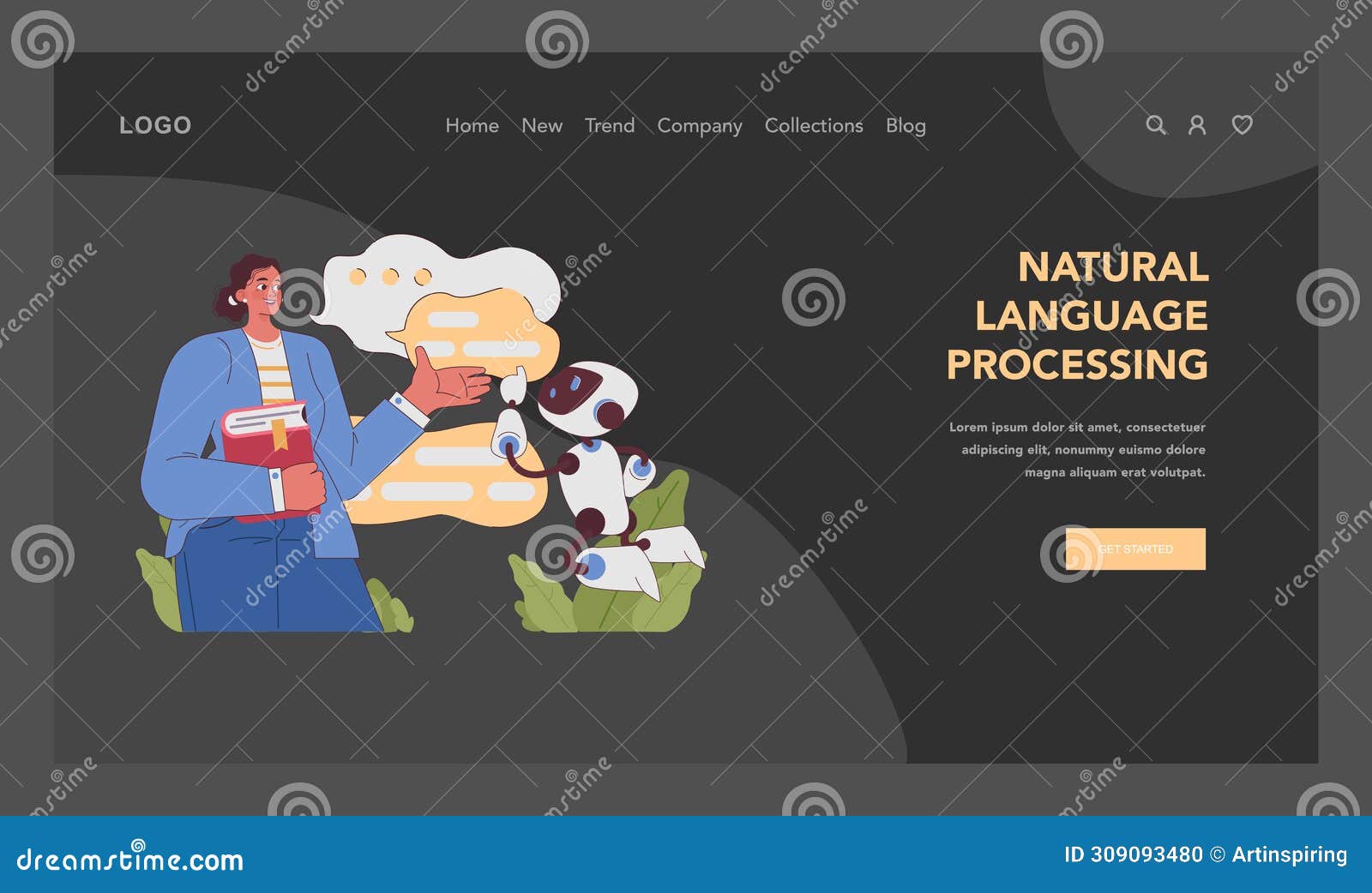 Natural Language Processing Concept. Flat Vector Illustration. Stock Vector - Illustration of ...