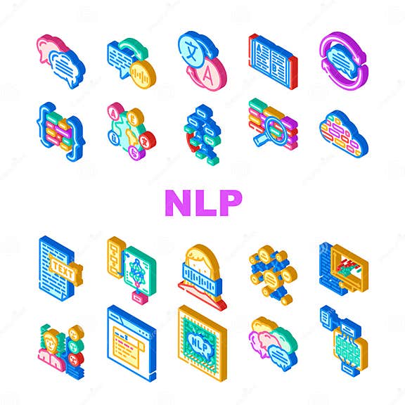 Natural Language Processing Nlp Icons Set Vector Stock Illustration ...