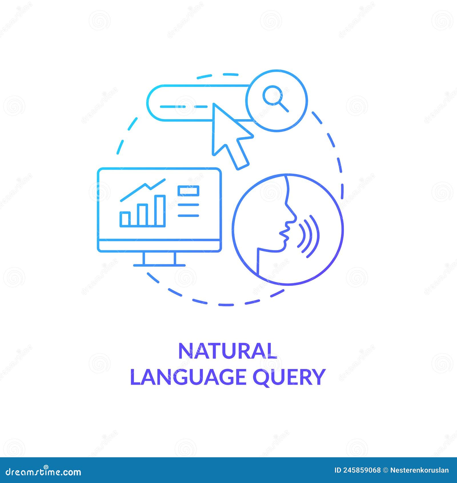 Natural Language Query Blue Gradient Concept Icon Stock Vector ...