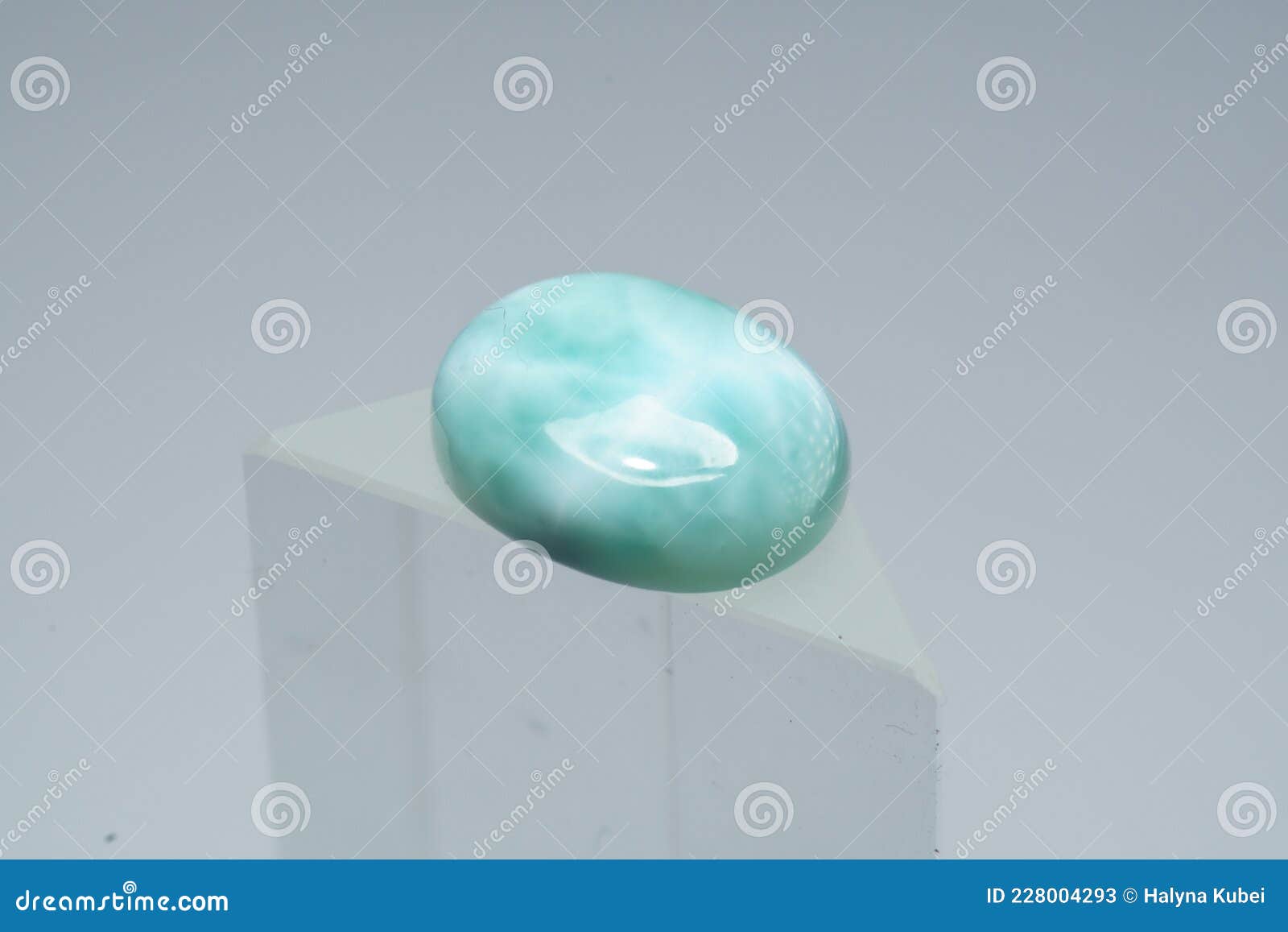 Natural Larimar Stone on a Stand on a White Background Stock Image ...