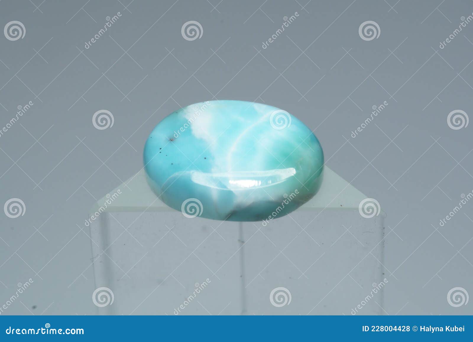 Natural Larimar Stone on a Stand on a White Background Stock Photo ...
