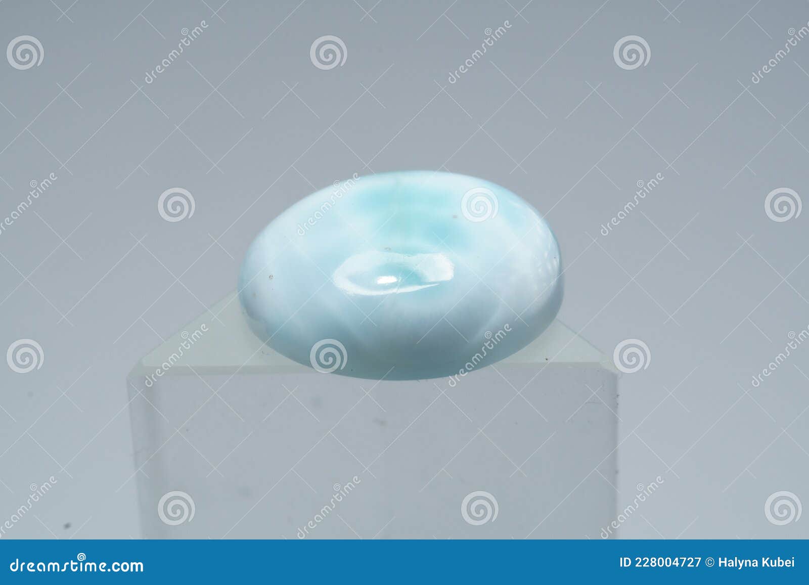 Natural Larimar Stone on a Stand on a White Background Stock Image ...