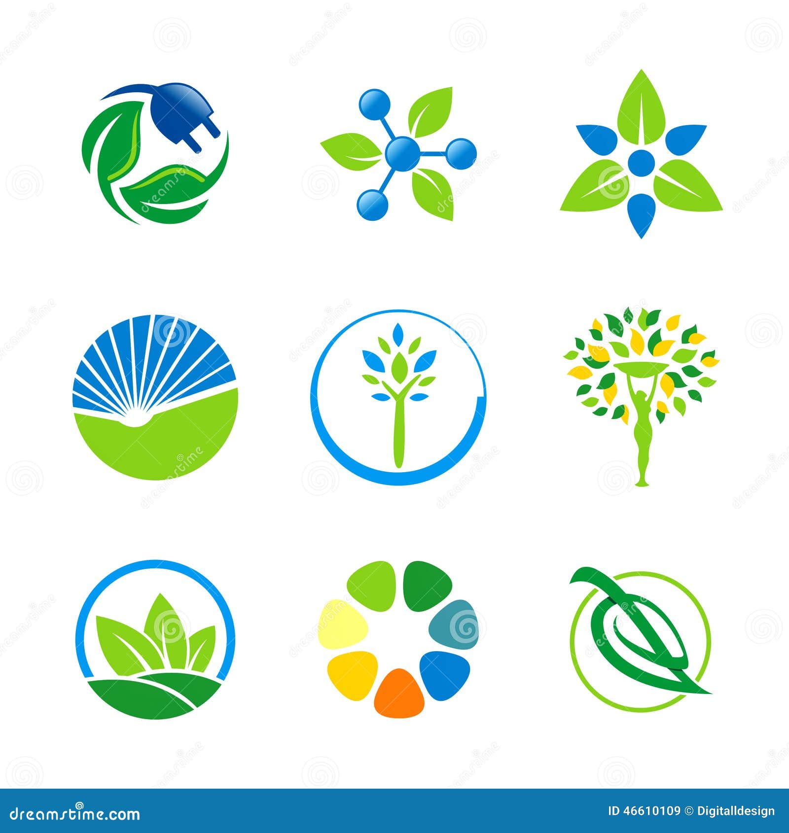 Natural Leaf Environment Ecology Logos Stock Illustration ...