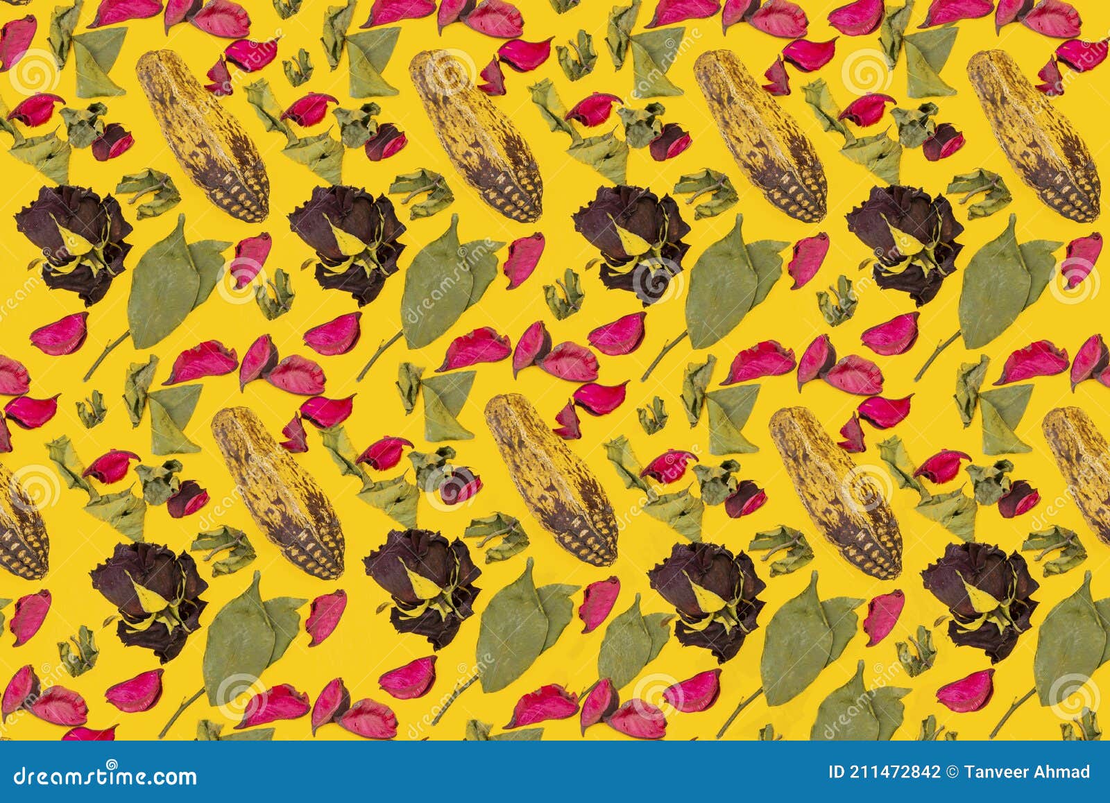 Natural Leafs Spread Out on Yellow Sheet Making Nice Background Stock ...