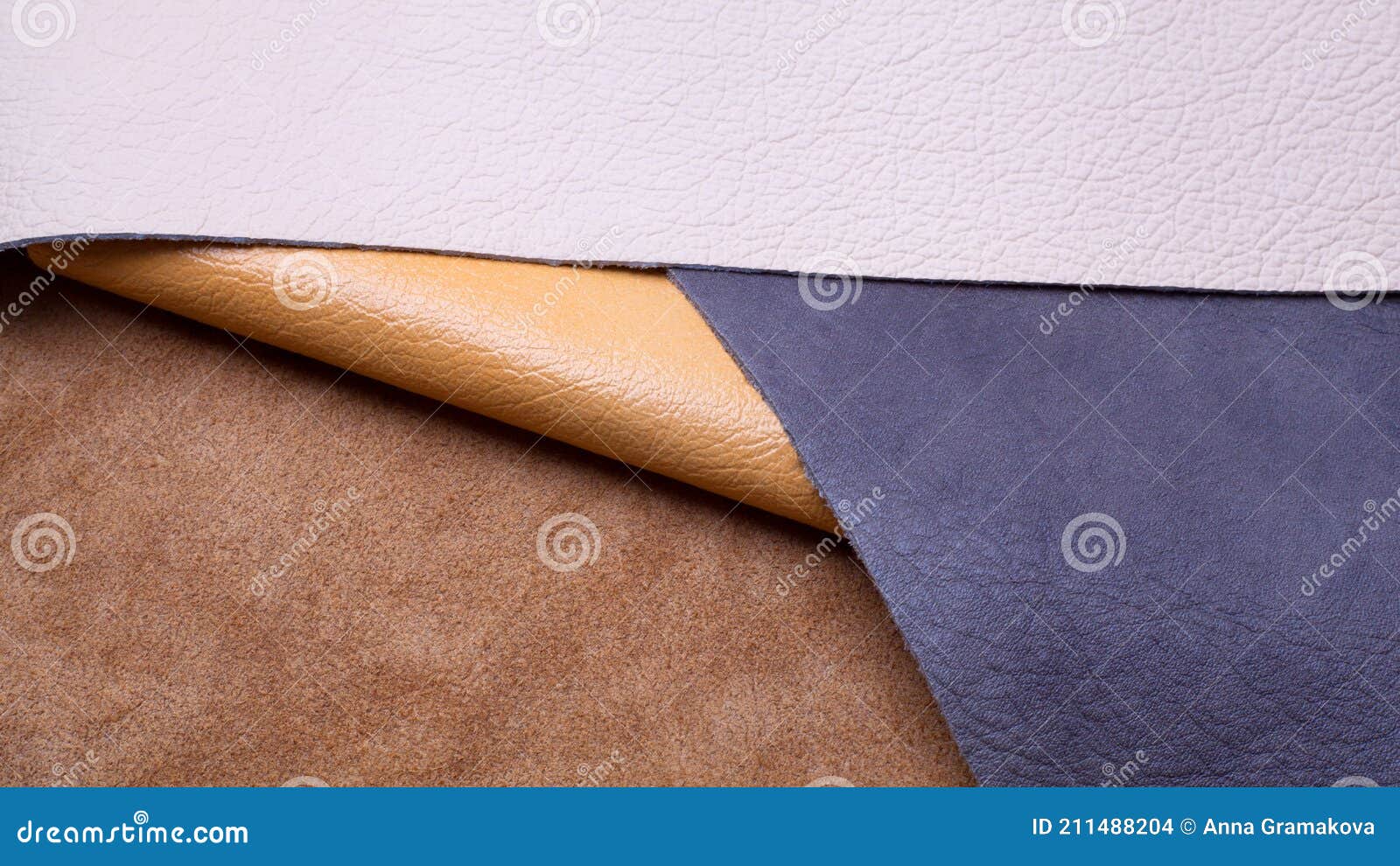 Natural Leather Textures Samples on Brown Background Stock Photo ...