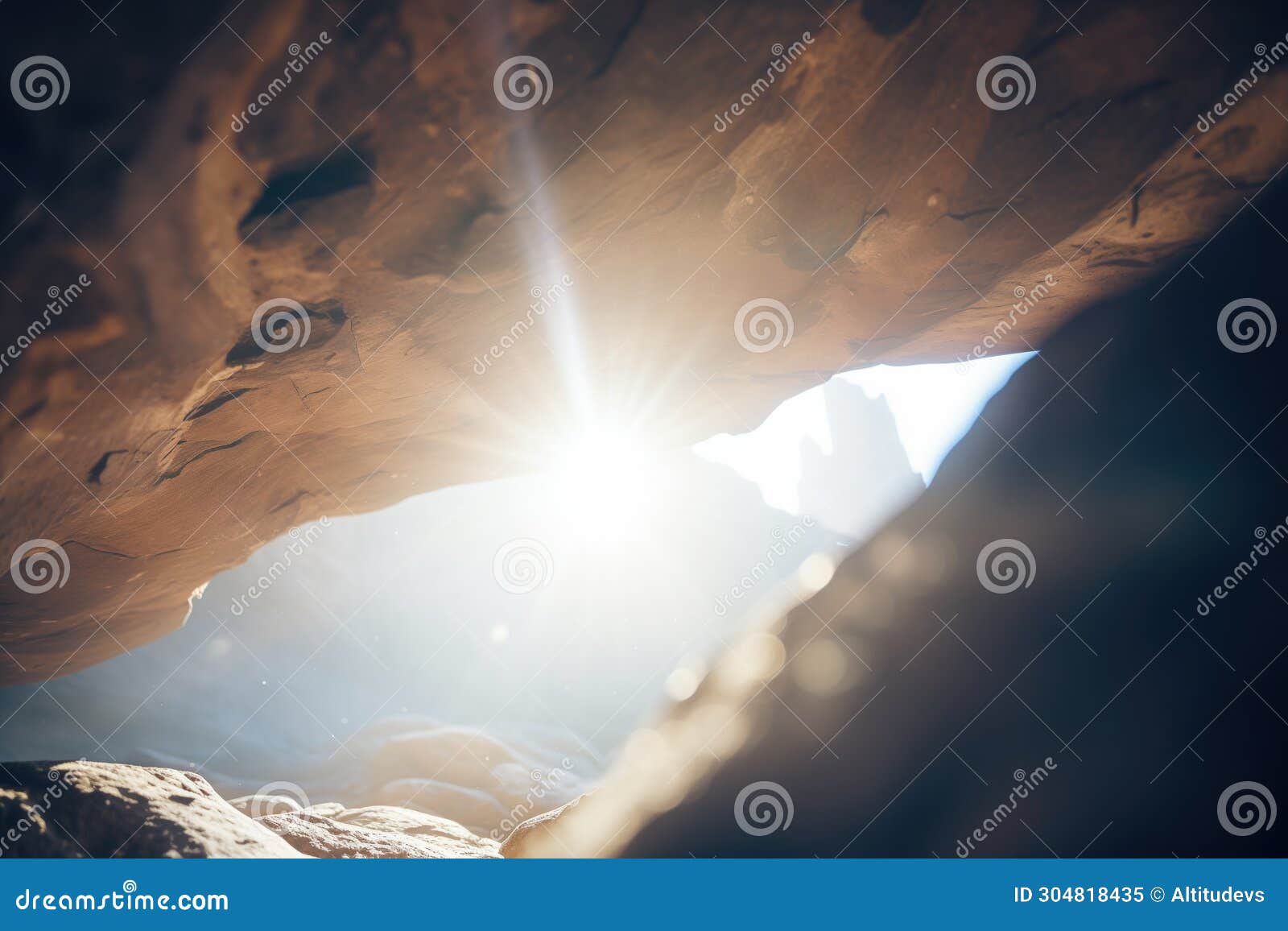 Natural Light Beam Entering through a Cave Roof Hole Stock Image ...