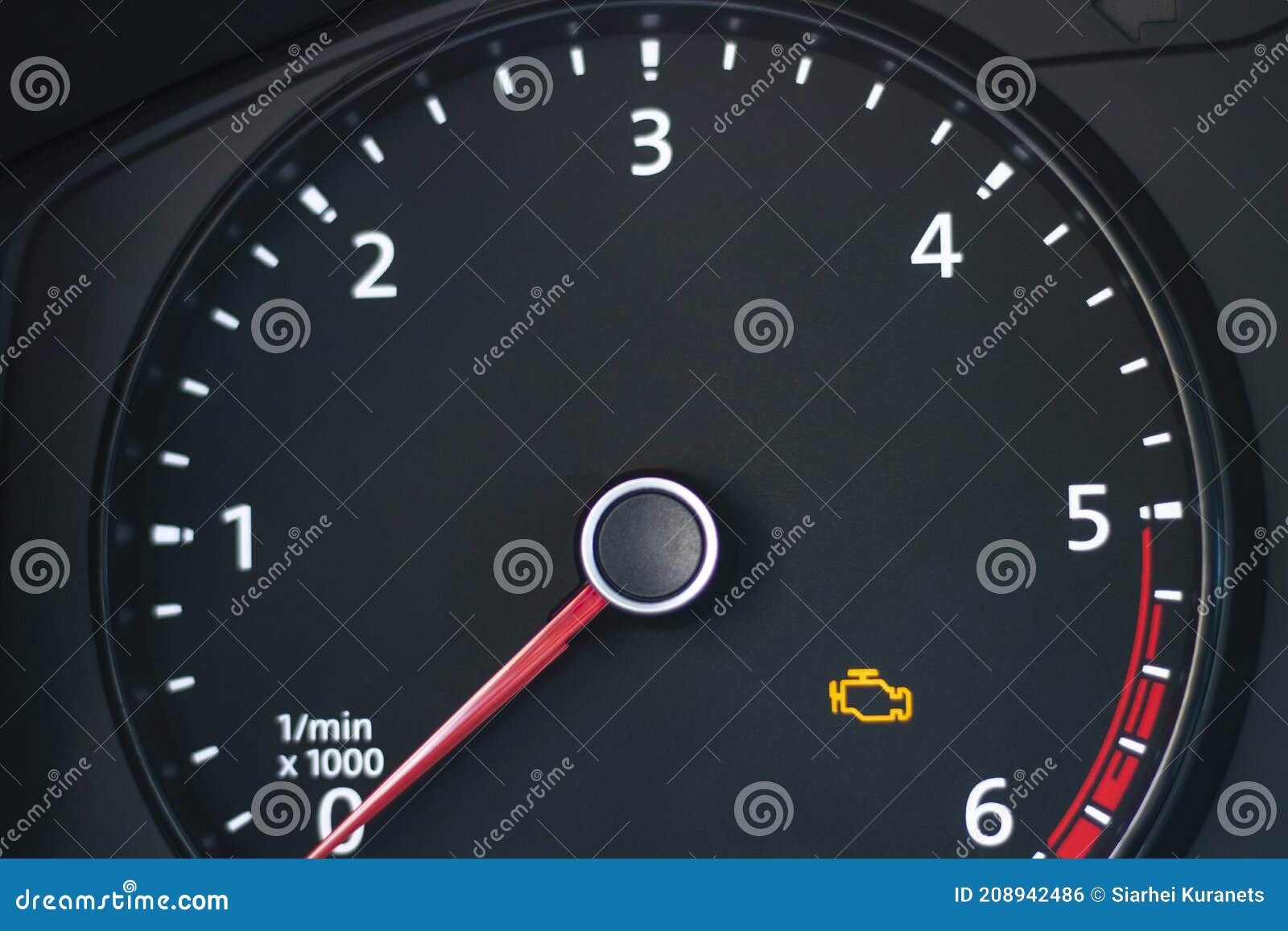 Natural Light. the Dashboard of the Car. the Engine Error Indicator ...