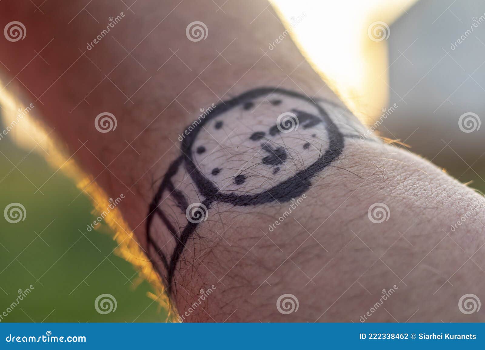 Natural Light. a Human Hand on it is a Clock Drawn in Black Marker ...