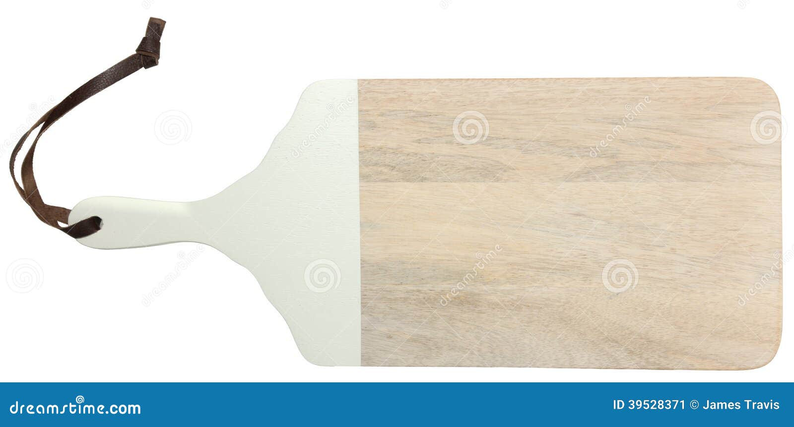 Natural Light Wood Cutting Board with Leather Strap Stock Image - Image ...