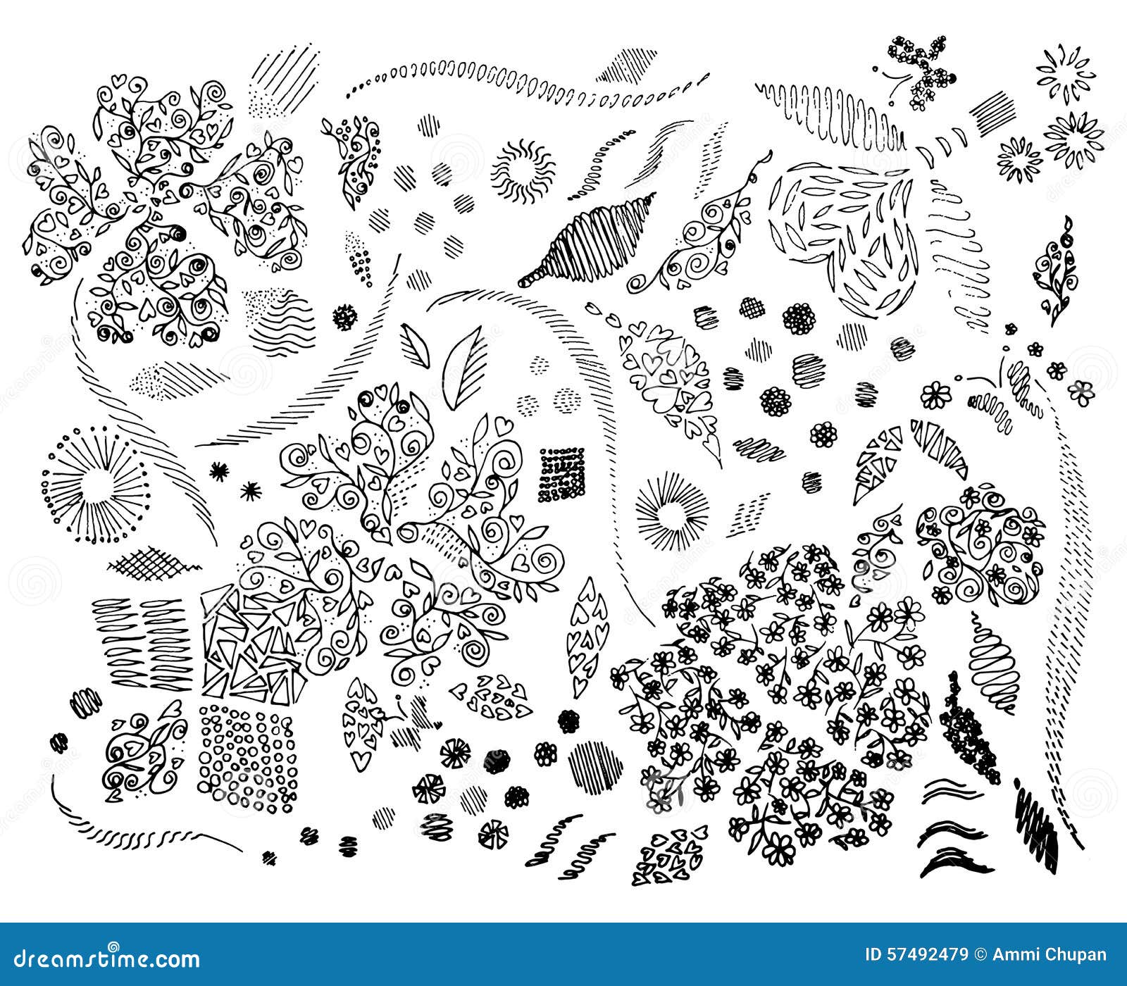 Natural Line Art Drawing Pattern Background Stock Vector - Image: 57492479
