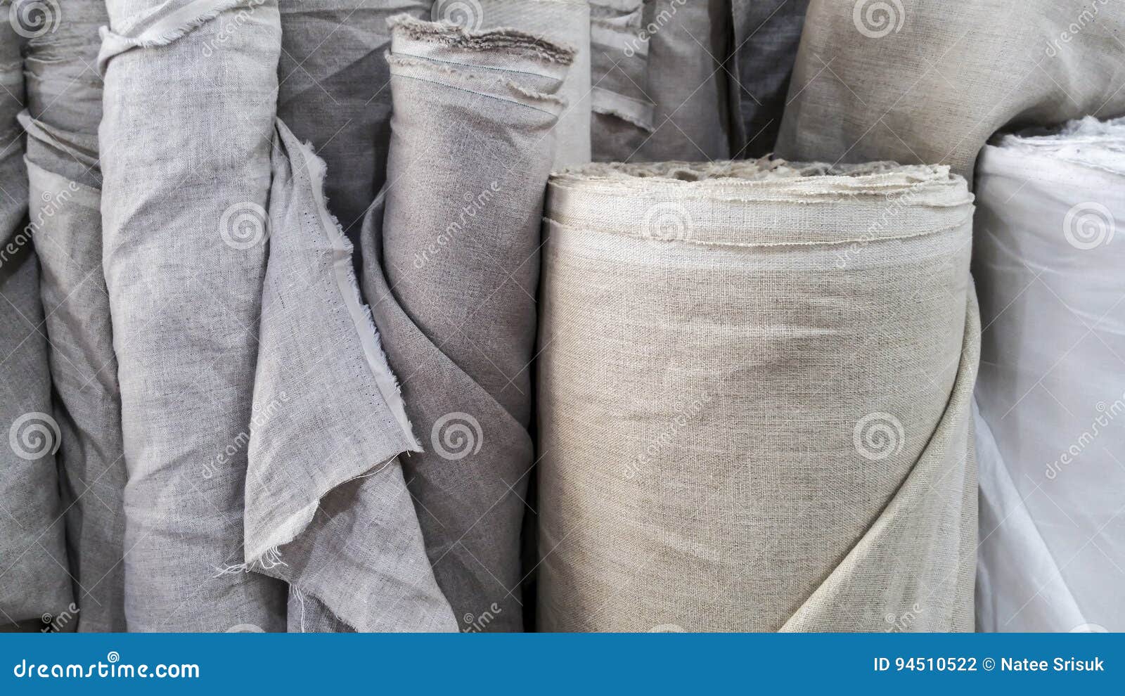 Natural Linen Fabric in Roll Stock Photo - Image of background, color ...