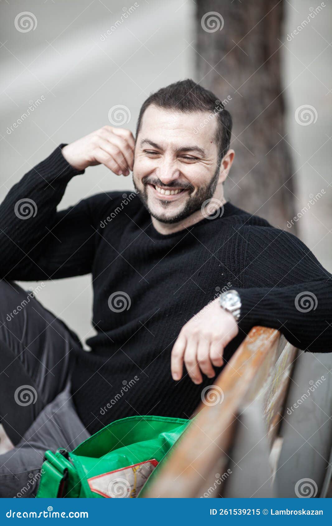 Natural Looking Guy Posing Outdoors, Wearing Casual Clothes Stock Image ...