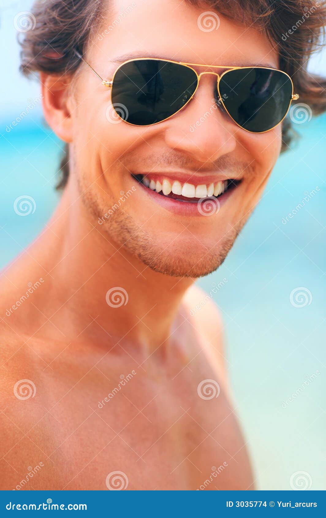 Natural man at the beach stock photo. Image of portrait - 3035774