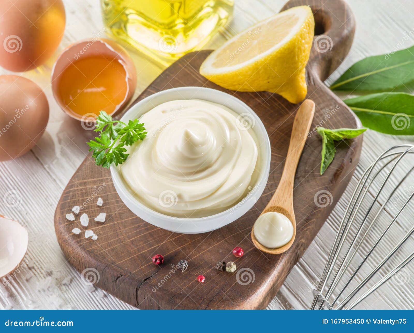 Natural Mayonnaise Ingredients and the Sauce Itself Stock Photo - Image ...