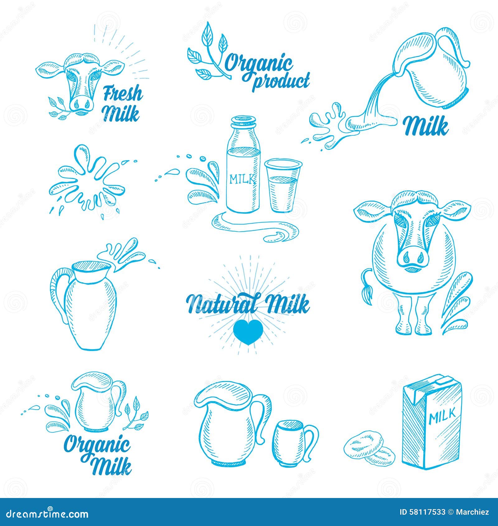 Natural Milk Symbol Or Logo. Milk Pouring From A Bottle With Splashes ...
