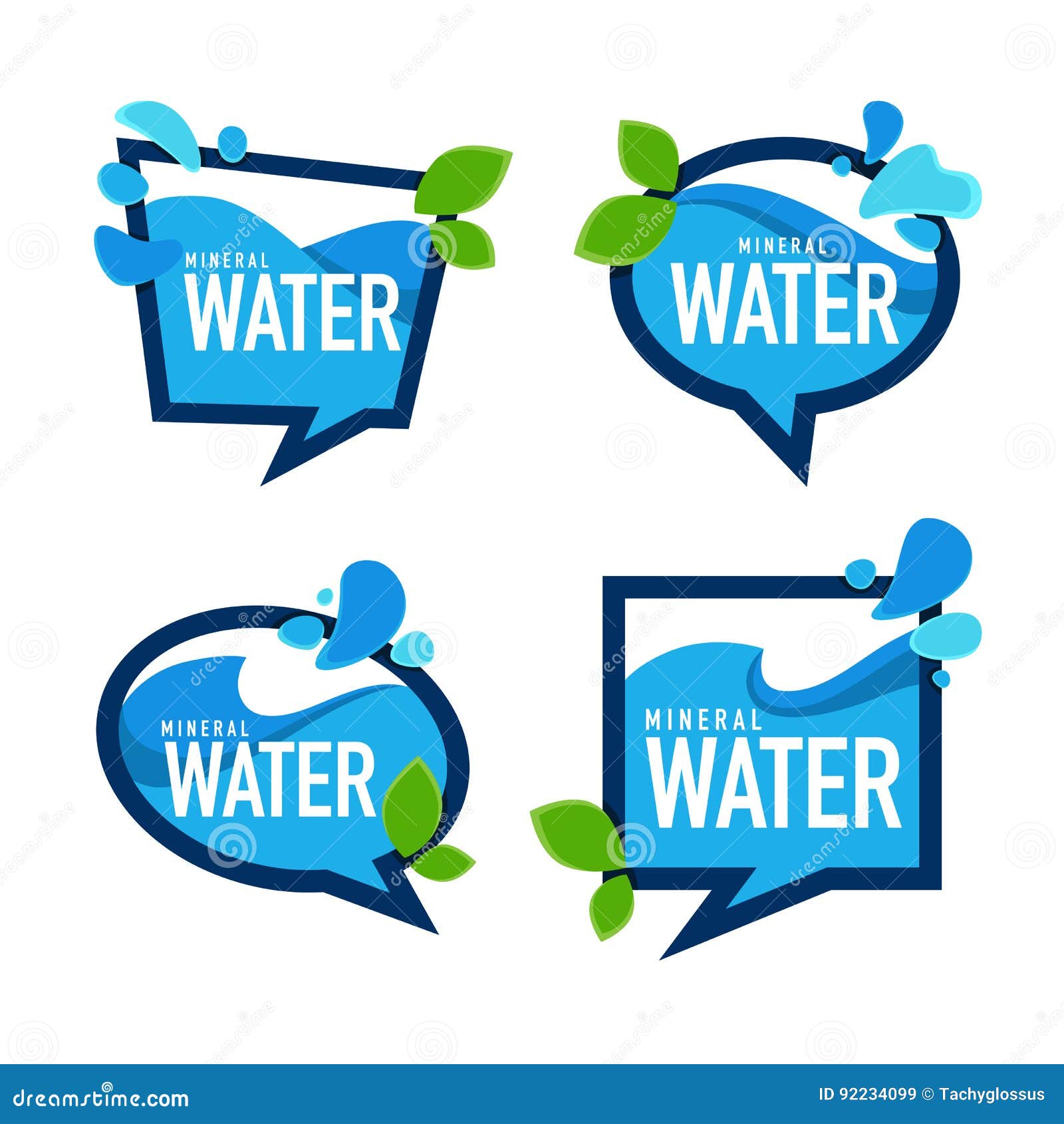 Natural Mineral Water, Vector Emblems Stock Vector - Illustration of ...