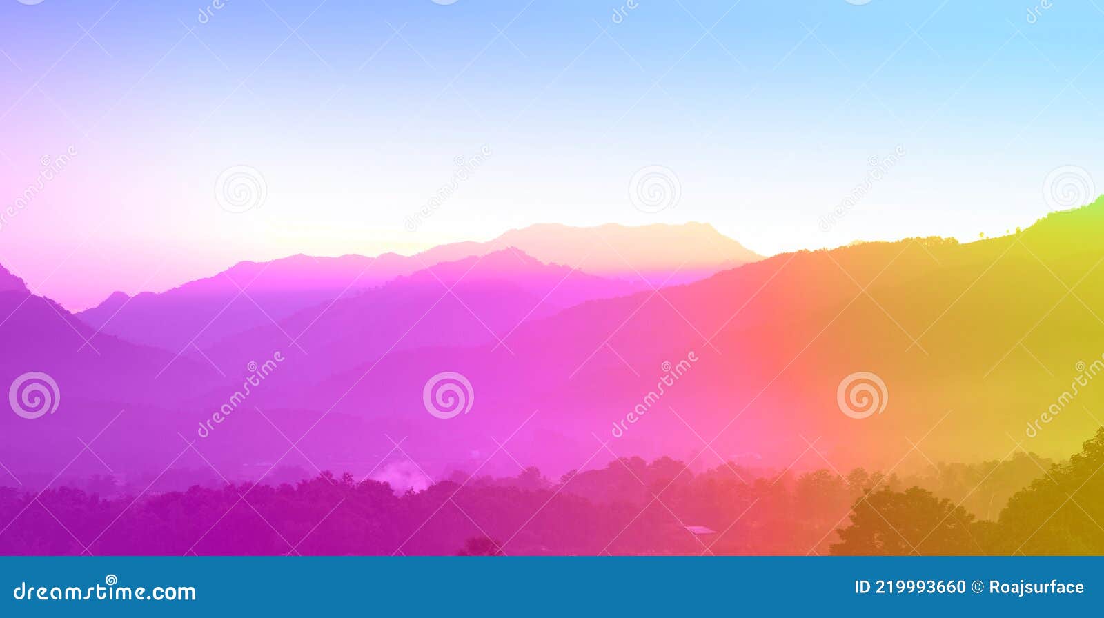 Natural Mountain View with Multi Color Love Pink Concept. Gradient ...