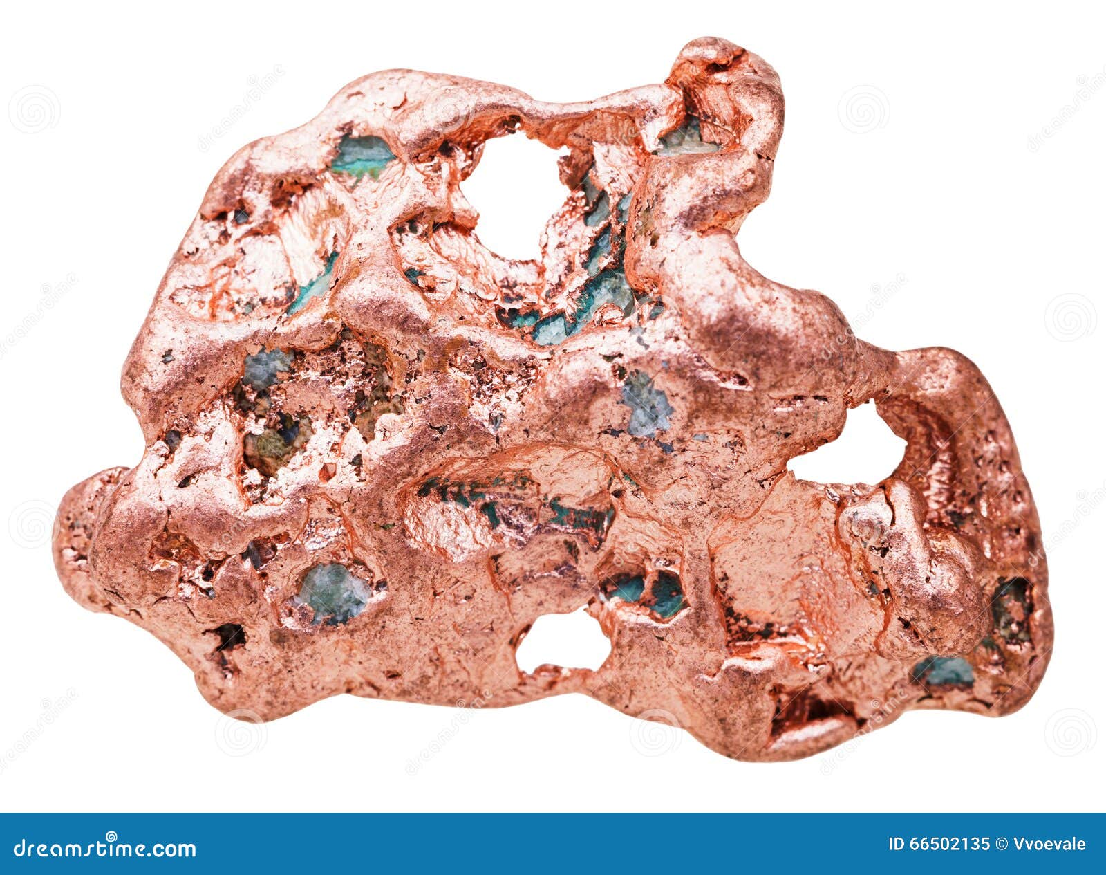 Natural Native Copper Isolated On White Stock Image - Image of specimen ...