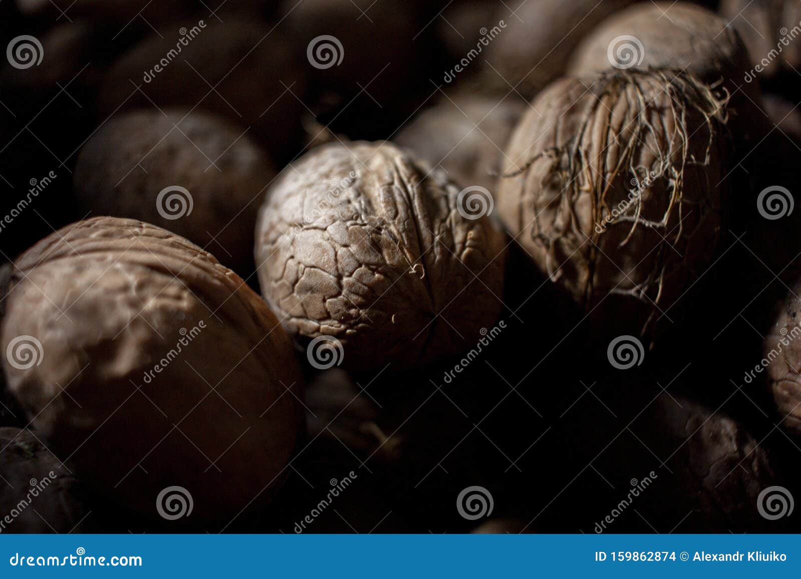 Natural Nut. Dark Background Texture Pattern. Abstract Walnuts Pattern ...